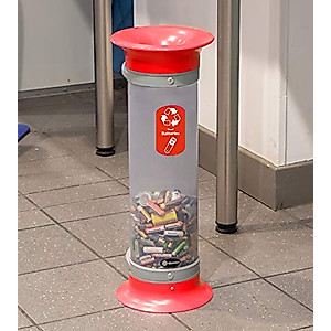 Glasdon C-Thru 10Q Battery Recycling Container (Red) – Transparent Polycarbonate Battery Disposal Container – Small 10Q Battery Collection Tube