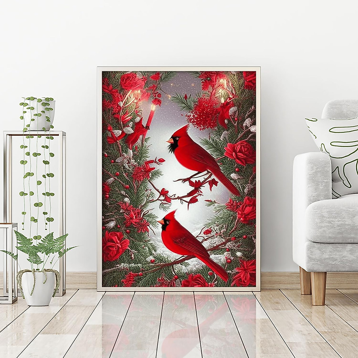 JFYHAB 5D Diamond Painting Kits for Adults Full Drill North American Cardinal Kit Embroidery Rhinestone Painting Round Drill Cardinal Birds Paint with Diamond for Christmas Home Wall Decor 12x16