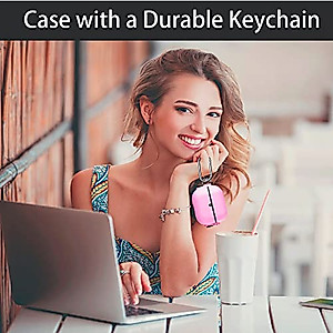 Compatible with Airpod 3rd Generation Case with Lock, Airpods 3 Locking Case, Apple Air Pod Pro Gen 3 Case Cover, Cute Airpod 3 Case for Women Protective, Hard Earbuds Cases with Keychain, (Pink)