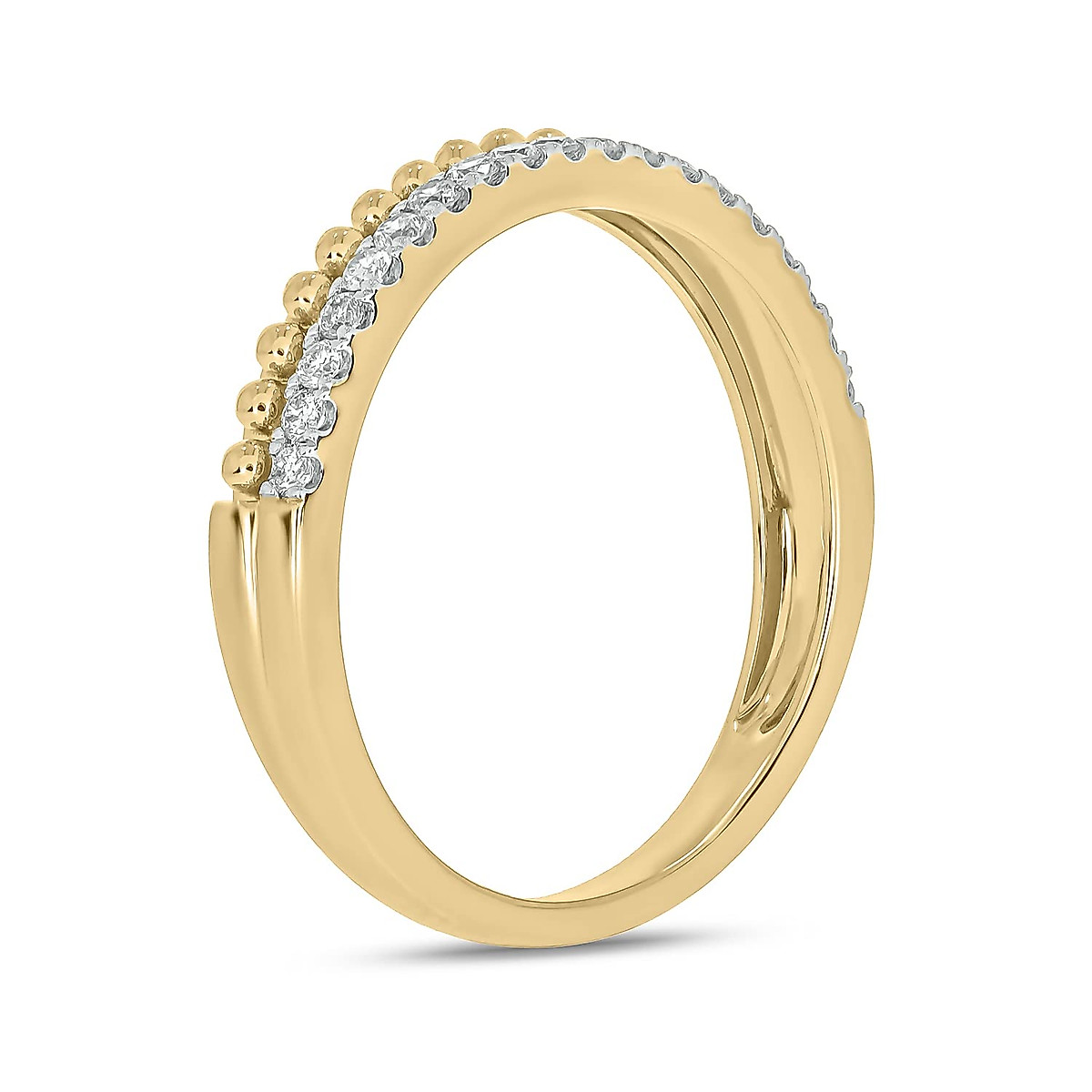 1/5cttw Diamond Anniversary Ring for Women with Beaded Style Detail, Stacking Anniversary Band in 18k Yellow Gold Plate, 18k Rose Gold Plate or 925 Sterling Silver, Diamond Stackable Ring for Women,6