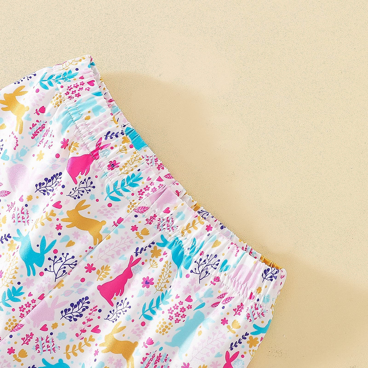 Wytyjxccyy Toddler Baby Girls Easter Outfits Bunny Fly Sleeve Shirts Blouse Top Bell Bottoms Pants Headband Summer Clothes Set (Green Print Rabbit,2-3T)