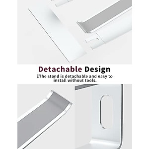 ALASHI Laptop Stand for Desk, Aluminum Computer Riser, Ergonomic Notebook Holder, Detachable Metal Laptops Elevator, PC Cooling Mount Support 10 to 15.6 Inches Notebook, Silver