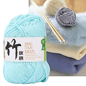 Popular Medium Fine Bamboo Charcoal Cotton Yarn for Knitting and Crochet Project(Blue)