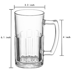 TUSAPAM 6 Pack Heavy Beer Mugs, Large Beer Glasses with Handle, 20 Ounce Glass Steins, Classic Beer Mug glasses Set