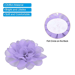 PATIKIL 3.9" Chiffon Flowers, 10 Pcs Mesh Fabric Flowers Sewing Fabric Appliques Headband Embellishments for DIY Craft Wedding Decor, Lavender