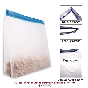 KYONANO Reusable Sandwich & Snacks Bags 10 Pack, Reusable Ziplock Storage Bags Freezer Safe, Extra Thick PEVA Material BPA/Plastic Free Bags for Lunch, Snacks, Toiletries, Make-up