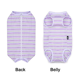 Puppy Striped Recovery Suit for Female Male Dogs Cats,Zip Up Dog Onesie Recovery Shirt Abdominal Wounds,Professional Spay Neuter Dog Pet Bodysuit After Surgery Wear Anti Licking Wounds