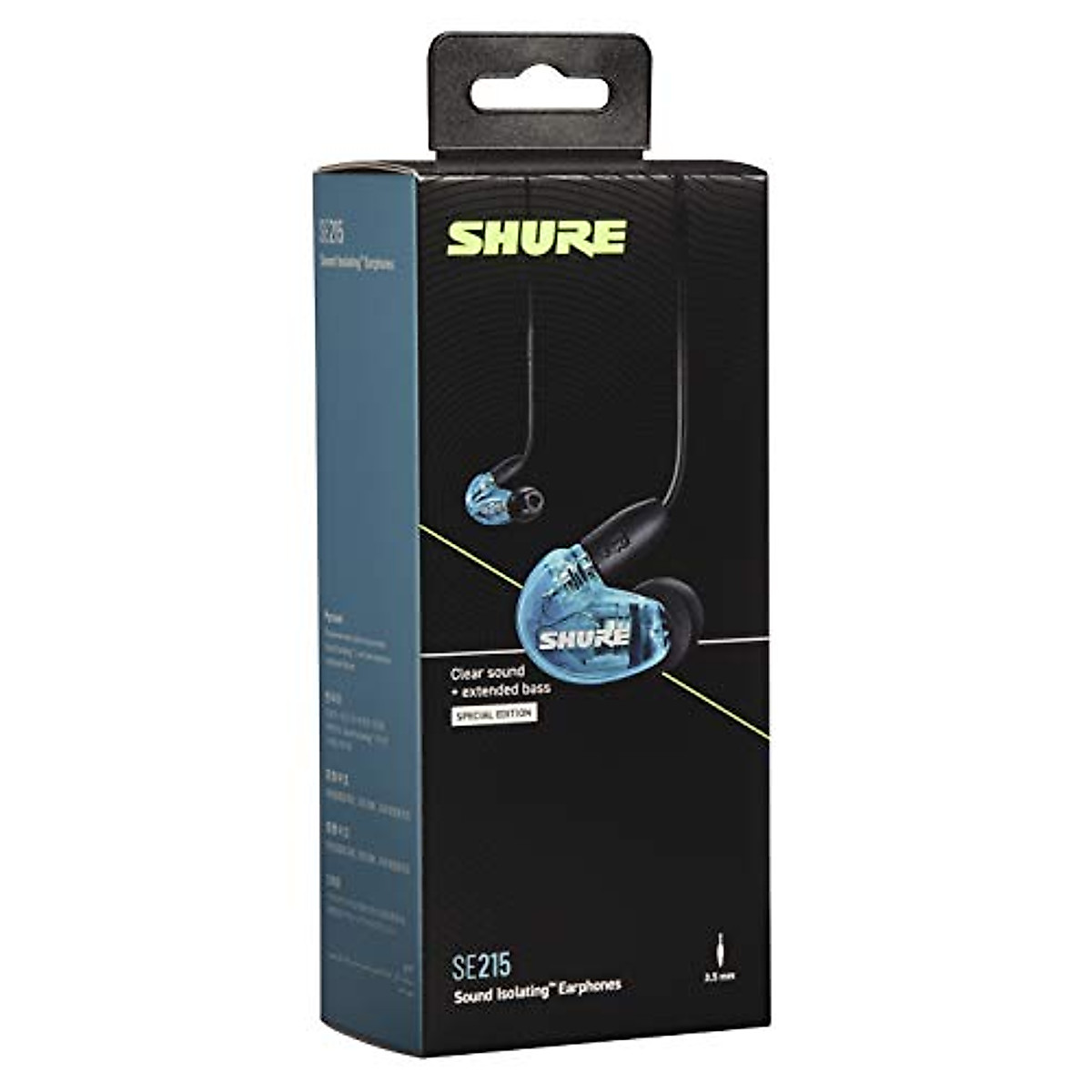 Shure SE215 Wired Sound Isolating Earbuds, Clear Sound, Single Driver, Secure in-Ear Fit, Detachable Cable, Durable Quality, Compatible with Apple & Android Devices - Blue