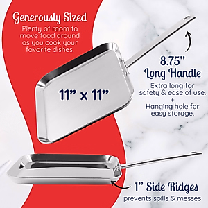 Chef's Secret T304 Stainless-Steel 11-Inch Square Griddle, Ideal for Grilling