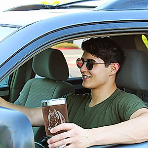 LaserGram 20oz Vacuum Insulated Tumbler Mug, Horse Head 1, (Faux Leather, Rustic)