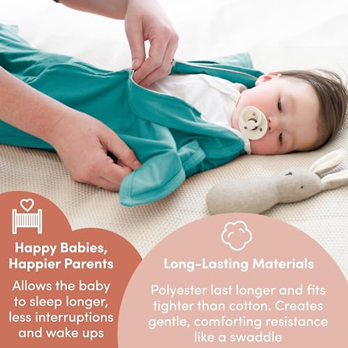 SleepingBaby Zipadee-Zip Cozy Transition Swaddle - with Zipper, Polyester, Spandex - Roomy Baby Wearable Blanket for Easy Diaper Changes - Classic Teal, X-Small (3-6 Month)