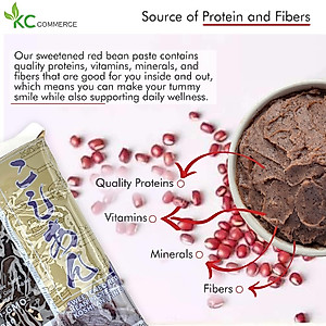 KC Commerce Sweetened Red Bean Paste - Adzuki Beans, Japanese Mochi Rice Cake Sweets Anko, Mashed TSUBUAN, VEGAN & GLUTEN-FREE, NO PRESERVATIVE, NO-MSG, NON-GMO, 14.11oz