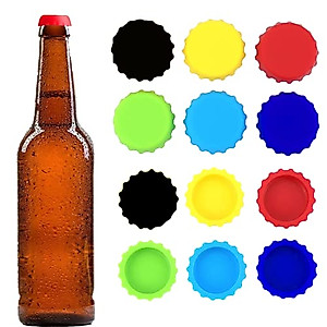 Bottle Caps, Beer Bottle Caps Silicone Reusable Soda Bottle Stopper Hat Sealer Cover for Soft Drink, Beverages, HomeBrew, Kitchen Gadgets, Prevent Spillage, Dishwasher Safe, BPA-Free (Mix, 6 Pack)