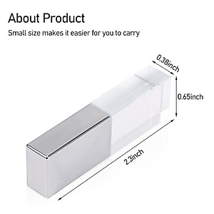 Laak 16GB New Crystal Transparent Rectangle Genuine USB Flash Drive 3.0 Wedding Gift Pendrive,Silver