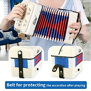 Eastar Kids Accordion Toy Accordian Mini Musical Instruments 10 Keys Button for Child Children Kids Toddlers Beginners (White)