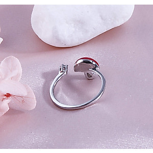 Helen de Lete Red Mushroom S925 Sterling Silver Adjustable Ring
