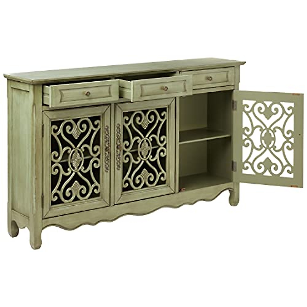 COASTER 3-Door Accent Cabinet Antique Green