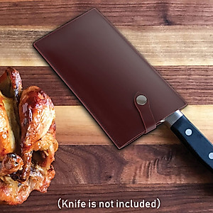 Ozzptuu Enduring PU Leather Meat Cleaver Sheath Heavy Duty Chef Knife Guard Butcher Chef Wide Knives Blade Edge Protectors (Red)