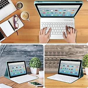 Keyboard Case for Kindle Fire HD 10 and Fire HD 10 Plus Tablet (2021 Release 11th Generation) Slim Smart Cover with Detachable Bluetooth Keyboard for Fire HD 10 & HD 10 Plus
