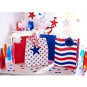 American Greetings 10" Large Patriotic Gift Bags, Red, White and Blue (16-Count)