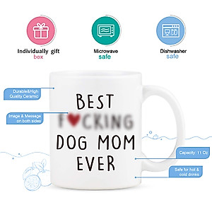 Cabtnca Best Dog Mom Ever Mug, Mothers Day Gifts for Mom from Daughter Son, Birthday Gift for Mom, Funny Coffee Mug for Mom, Novelty Gifts for Dog Lovers Dog Mom, Mom Mug 11Oz