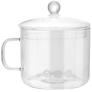 Cabilock Glass Saucepan with Cover Borosilicate Glass Cooking Pot Saucepan Kitchen Pot for Pasta Noodle Soup Milk 13CM