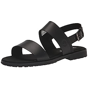 Timberland Women's Chicago Riverside Backstrap Sandal, Black Full-Grain, 8