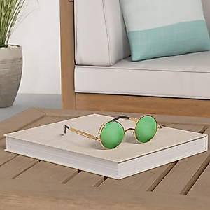 ROCKNIGHT Steampunk Polarized Circle Sunglasses For Men Women Mirrored Green Sunglasses Metal Frame