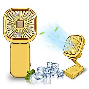 GAITIR Handheld Mini Fan, 3 IN 1 Small Portable Fan, USB Rechargeable Folding Personal Fans with Strong Airflow 2 Speeds, Lanyard, Multi-Functional, 4 Colorful, Foldable Hanging Desk fan