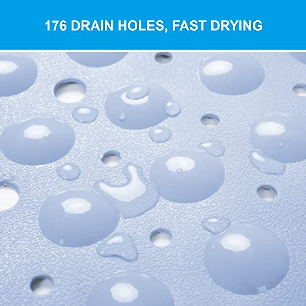 AmazerBath Baby Blue Bathtub Mat Non Slip Bath Mat for Tub, 40 x 16 Inches Bath & Shower Safety Mats with Suction Cups and Drain Holes, Extra Large Shower Mat