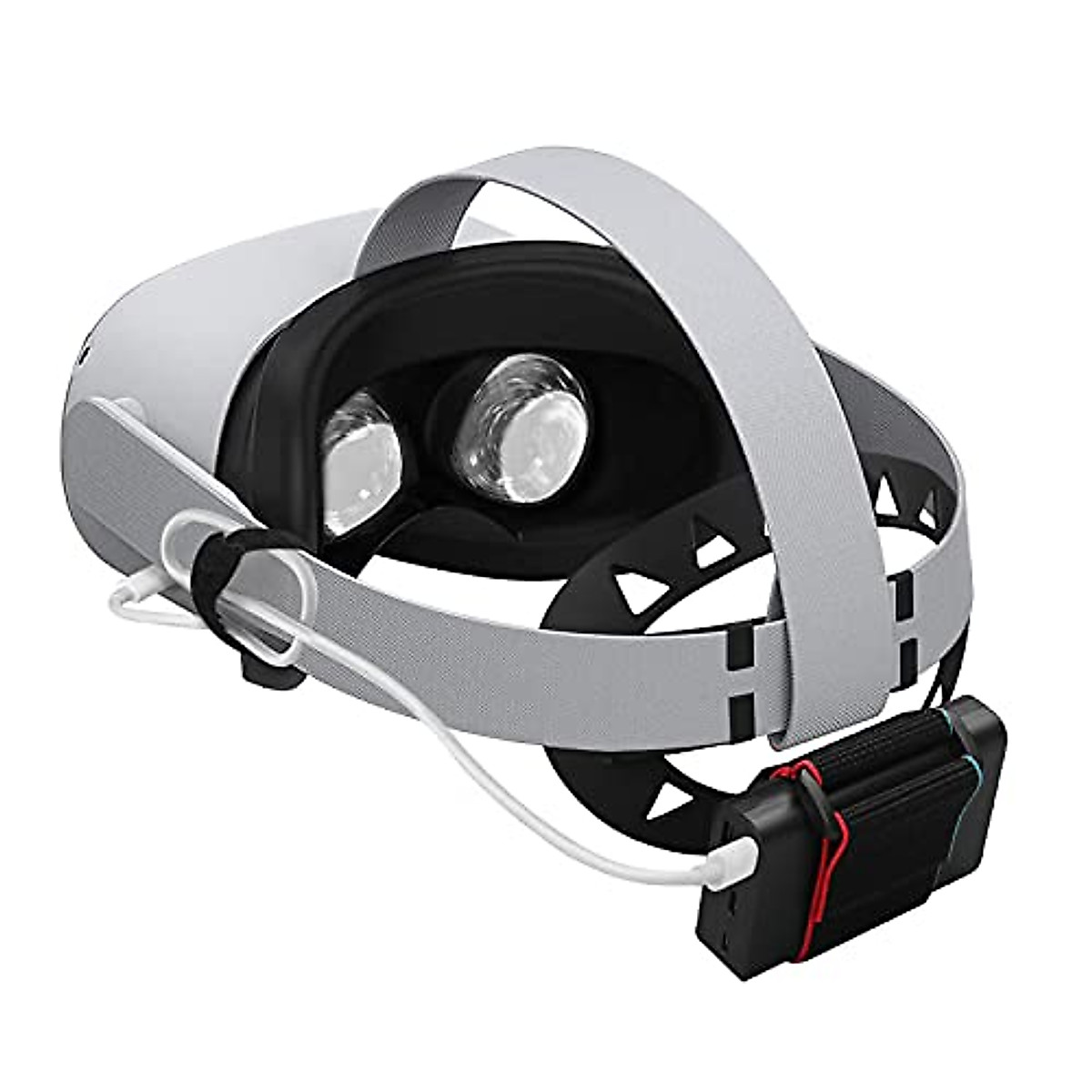 Esimen 2 in 1 Headset Strap Pad with Battery Strap for Oculus Quest 2 Head Back Padding,Gravity Pressure Balance Cushion Comfortable Soft TPU Pad Accessories (Black)