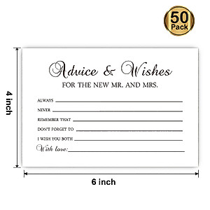 FARHTINANFX 50 Advice and Wishes for The New Mr and Mrs, Bride and Groom Weddings, Bridal Showers, Marriage Advice Cards(4" x 6")