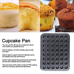 GOTOTOP Cupcake Pan, 48‑Cup Nonstick Mini Round Cupcake Pan Tray Baking Mould Bakeware Cooking Accessory, 48 Cups Muffin and Cupcake Pan, Grey