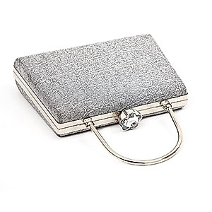 Evening Party Bags for Women Sparkly Clutch Purse Wedding Purses Wallet Fancy Desinger Handbags Bing Glitter Shoulder Bags with Detachable Chain for Cocktail Prom Silver Small Tote Bag Club Purse