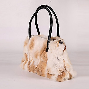 URSFUR Winter Shoulder Bag Women Real Rabbit Fur Handbag Wristlet Clutch Purse