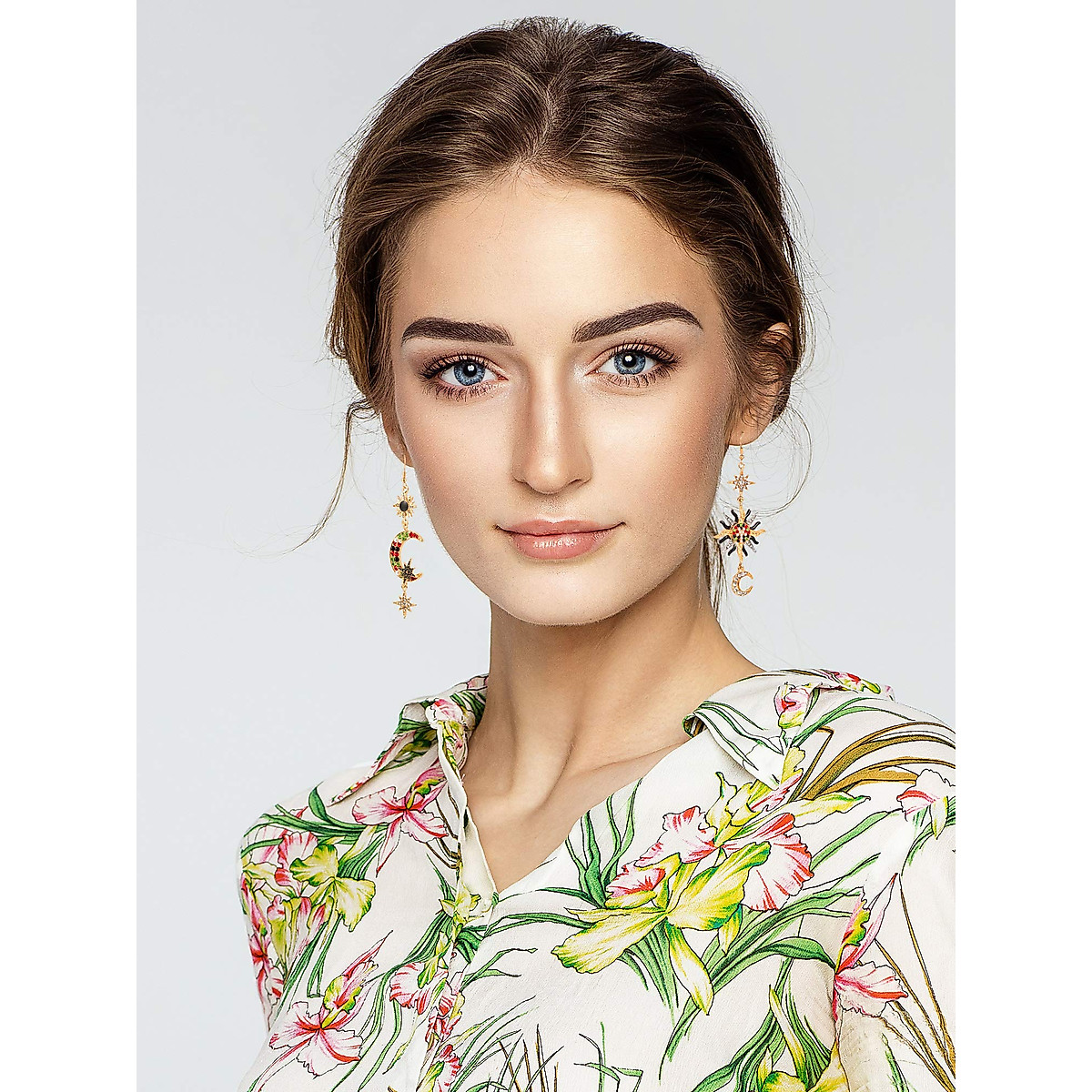 8 Pairs Moon Star Earth Planet Earrings Asymmetrical Vintage Bohemian Earrings Dangle Pendant Earrings Drop Hook Earrings Jewelry for Women