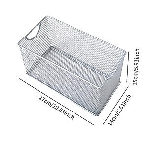 JISADER CD Storage Box,Metal Mesh Basket Multifunction Countertop Basket,Mesh Open Storage Bin for Garage Household, Bedroom, Laundry, Silver