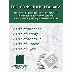 TeeLux Decaf Earl Grey Tea Bags, Decaffeinated Black Tea Blended with Natural Bergamot, Smooth & Full-Bodied, Enjoy Hot or Iced, 100 Count