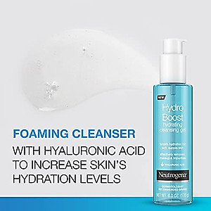 Neutrogena Hydro Boost Lightweight Hydrating Facial Cleansing Gel, Gentle Face Wash & Makeup Remover with Hyaluronic Acid, Hypoallergenic & Non Comedogenic, 6 oz, Pack of 3