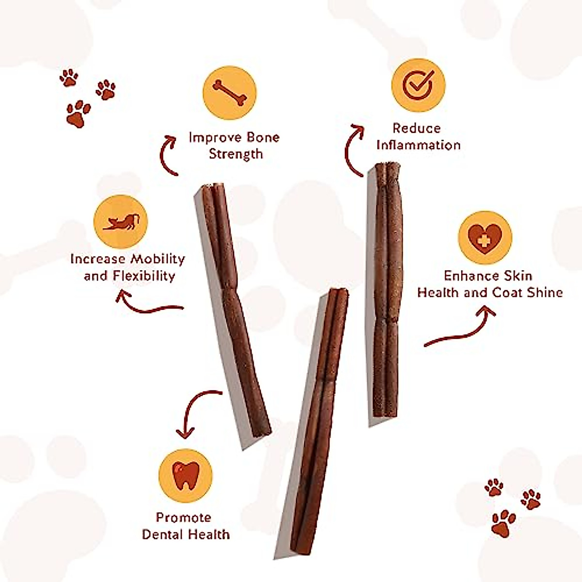 Jack&Pup 6" Beef Collagen Sticks for Dogs, Rawhide Free Dog Chews Long Lasting Collagen Chews for Dogs Healthy Dog Treats for Medium Dogs Joint Support for Dogs | Bully Stick Alternative (10 Pack)