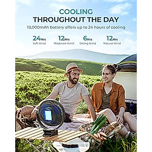 xasla 10000mAh Portable Rechargeable Clip on Fan, 8 inch Battery Operated Fan, 24 Hours Work Time, 4 Speeds Personal Fan, Ideal for Outdoor Camping Golf Cart Home Office Blue