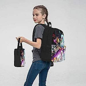 ORPJXIO Backpack 3 Piece Set The Seven Anime Deadly Sins Laptop Backpack Pencil Case Lunch Bag Combination For Travel Work Camping