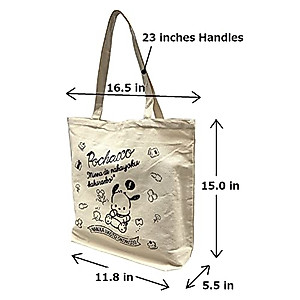 Friend EITAI Sanrio Pochacco Cute Tote Bag, Shopping Bag, Kitchen Reusable Grocery Bag, 15 in(H) x 11.8 in(L) x 5.5 in(W)