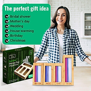All Luxy Ziplock Bag Organizer - Bamboo Ziplock Bag Storage Organizer - Tidy Up Your Kitchen Drawers With The Sandwich Bag Holder