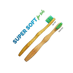 Woobamboo! Kid's Bamboo Toothbrush - Super Soft BPA Free Nylon Bristles - Eco-Friendly, Biodegradable, Compostable, Vegan (Pack of 2)
