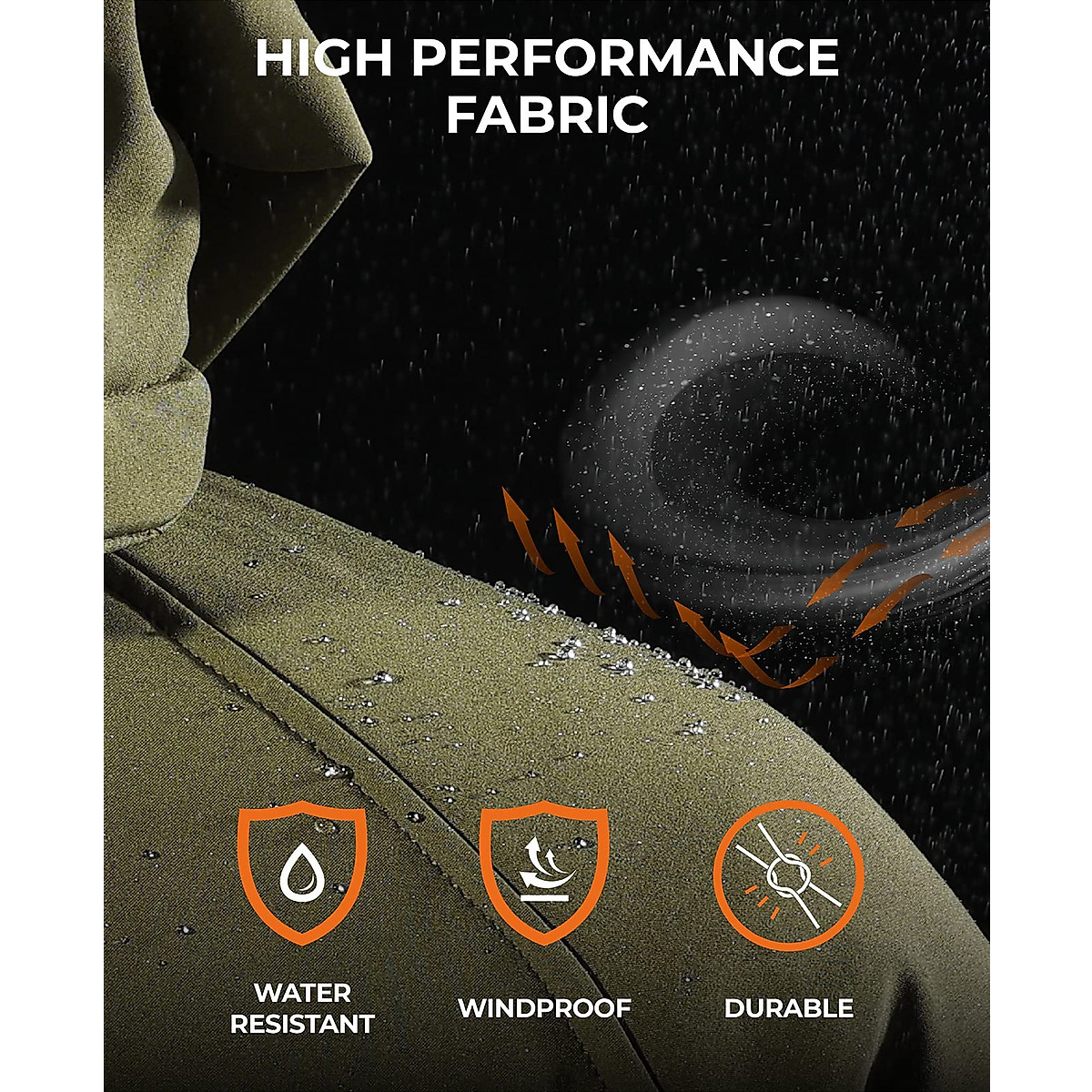 ORORO Men's Heated Jacket with Battery, Heated Coat with Detachable Hood (Charger Not Included) (Green, XL)