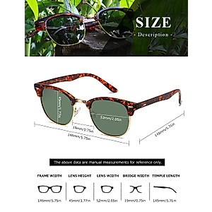 AEVOGUE Polarized Sunglasses For Women And Men Semi Rimless Frame Retro Sun Glasses AE0369 (Tortoise)