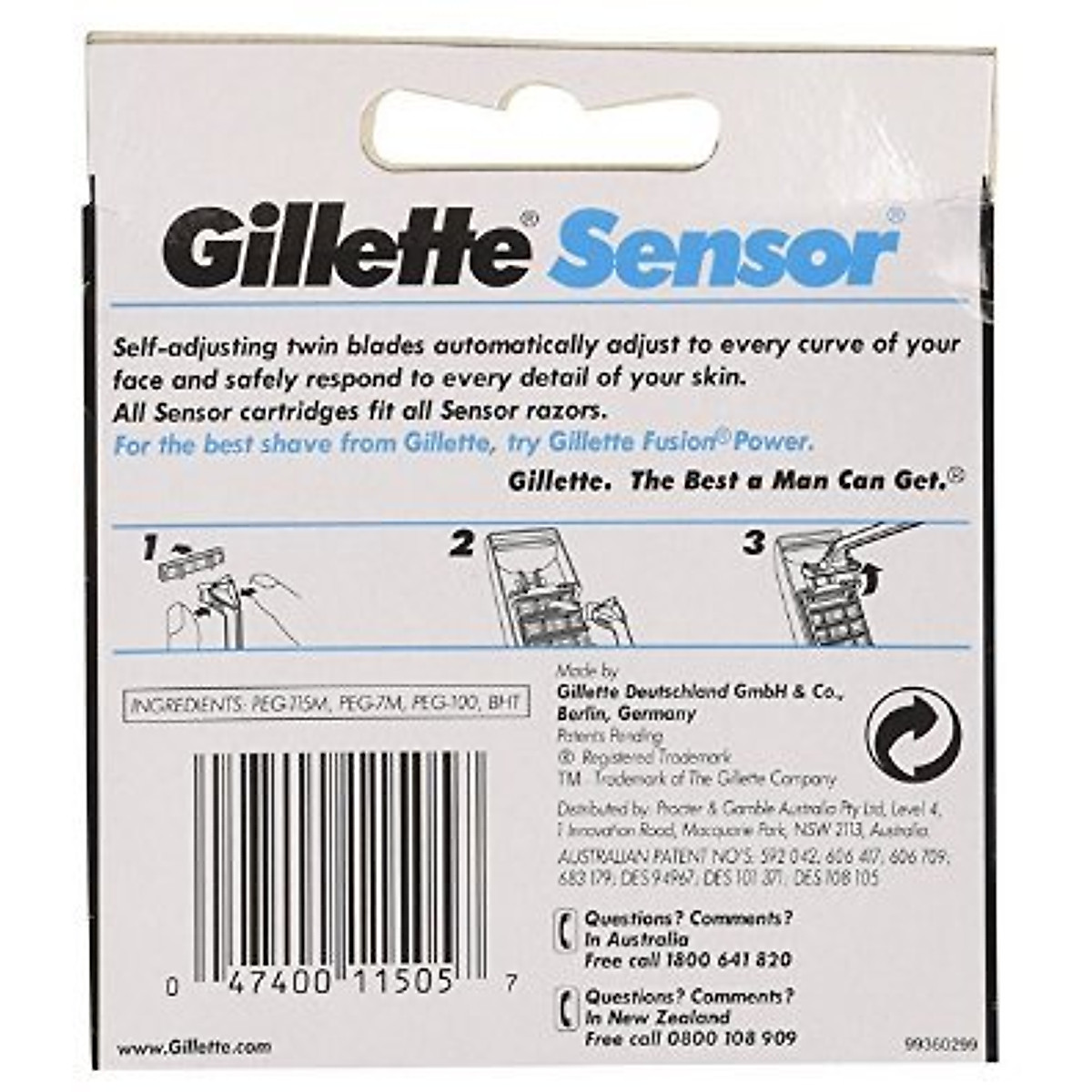 Gillette Mens Sensor Cartridges 10 Count (3 Pack)