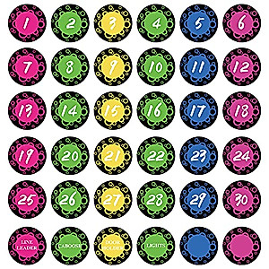 KINBOM 36 Pieces 4" Circle Classroom Floor Stickers Decals Line up Spots Numbers Markers Removable Waterproof for Classroom Line Activity (Colorful)