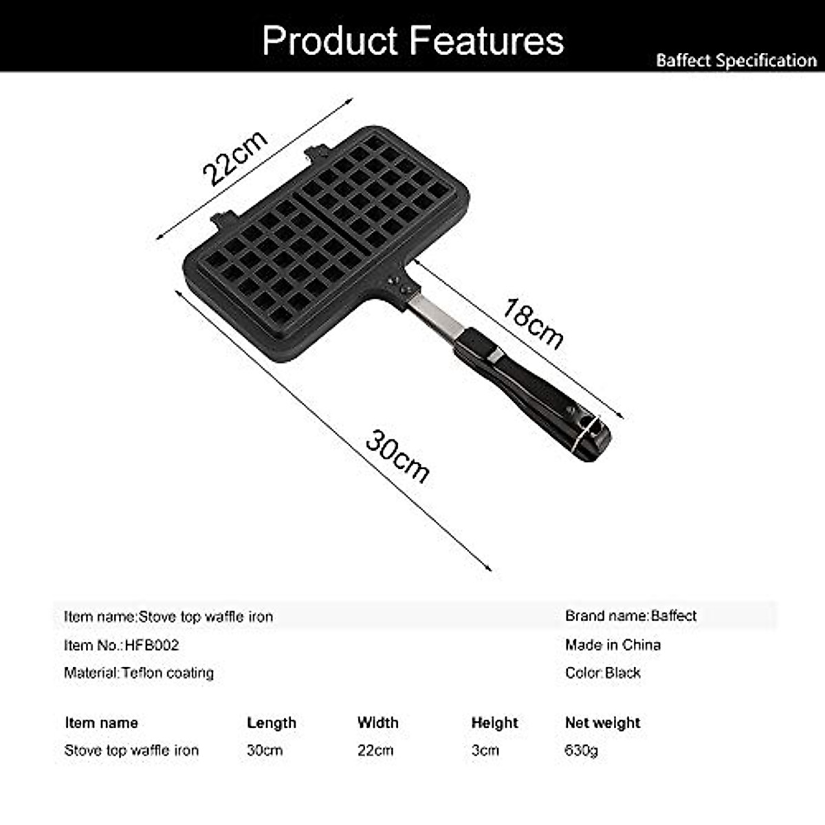 Baffect Non-stick Waffle with 5 Inches Easy Cleanup Surfaces, Portable Stove Top Aluminum Waffle Maker Pan Perfect for Family Breakfast Baking